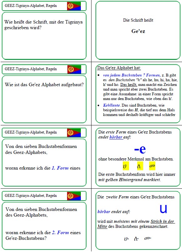 GEEZ-Tigrinya-Alphabet, Teil 1 - HineinHeraus.de